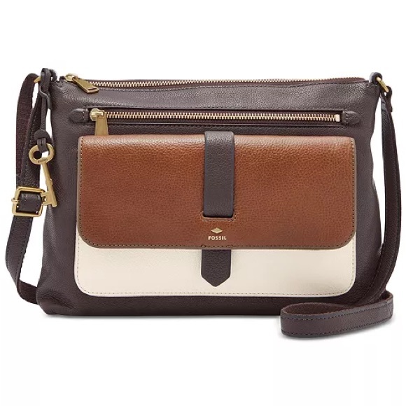 Fossil | Bags | Fossil Kinley Leather Satchel Crossbody Bag Colorblock ...